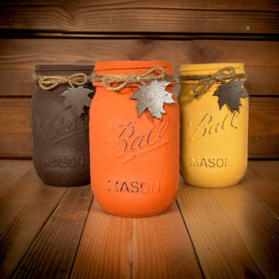 Fall Mason Jars / Fall Centerpiece / Fall Home Decor / Mason Jar ...