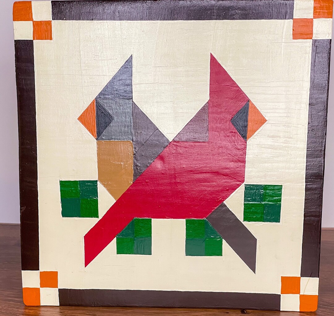 Red Cardinal Barn Quilt | Farmhouse Wooden Wall Art - Etsy