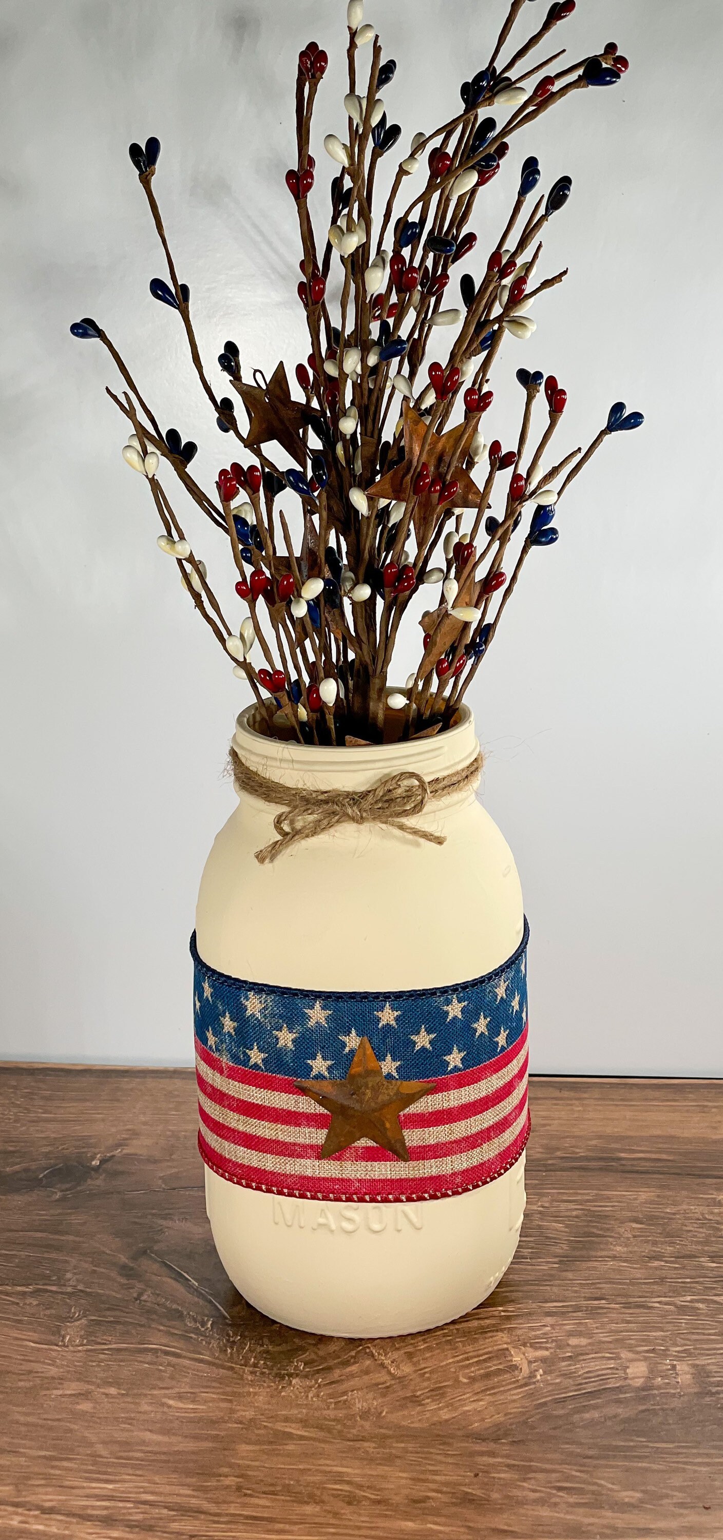 American Flag Mason Jar