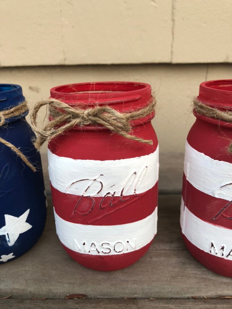 American Flag Mason Jars