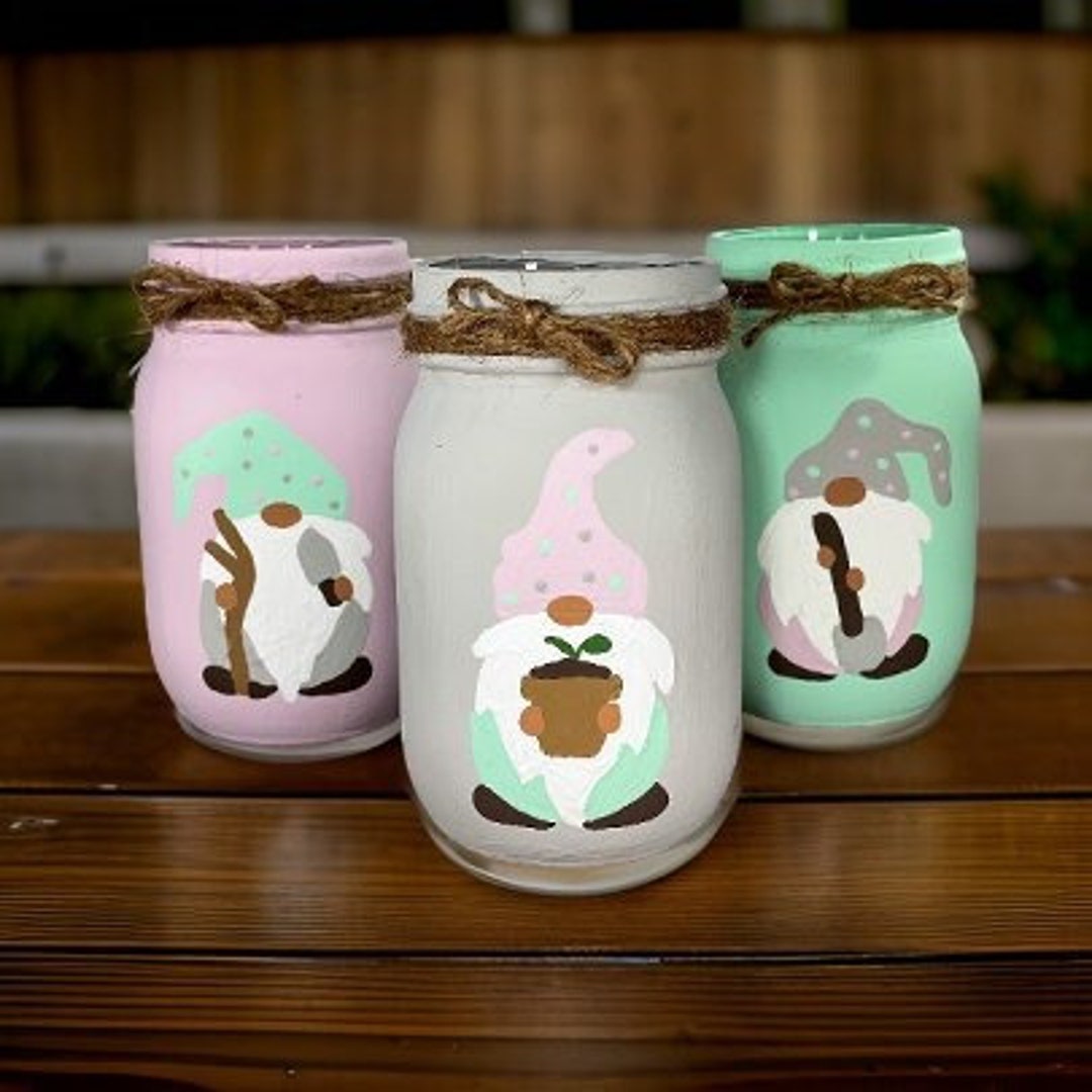 Gnome Spring Mason Jars / Gnome Mason Jars / Spring Decor / Gnome ...