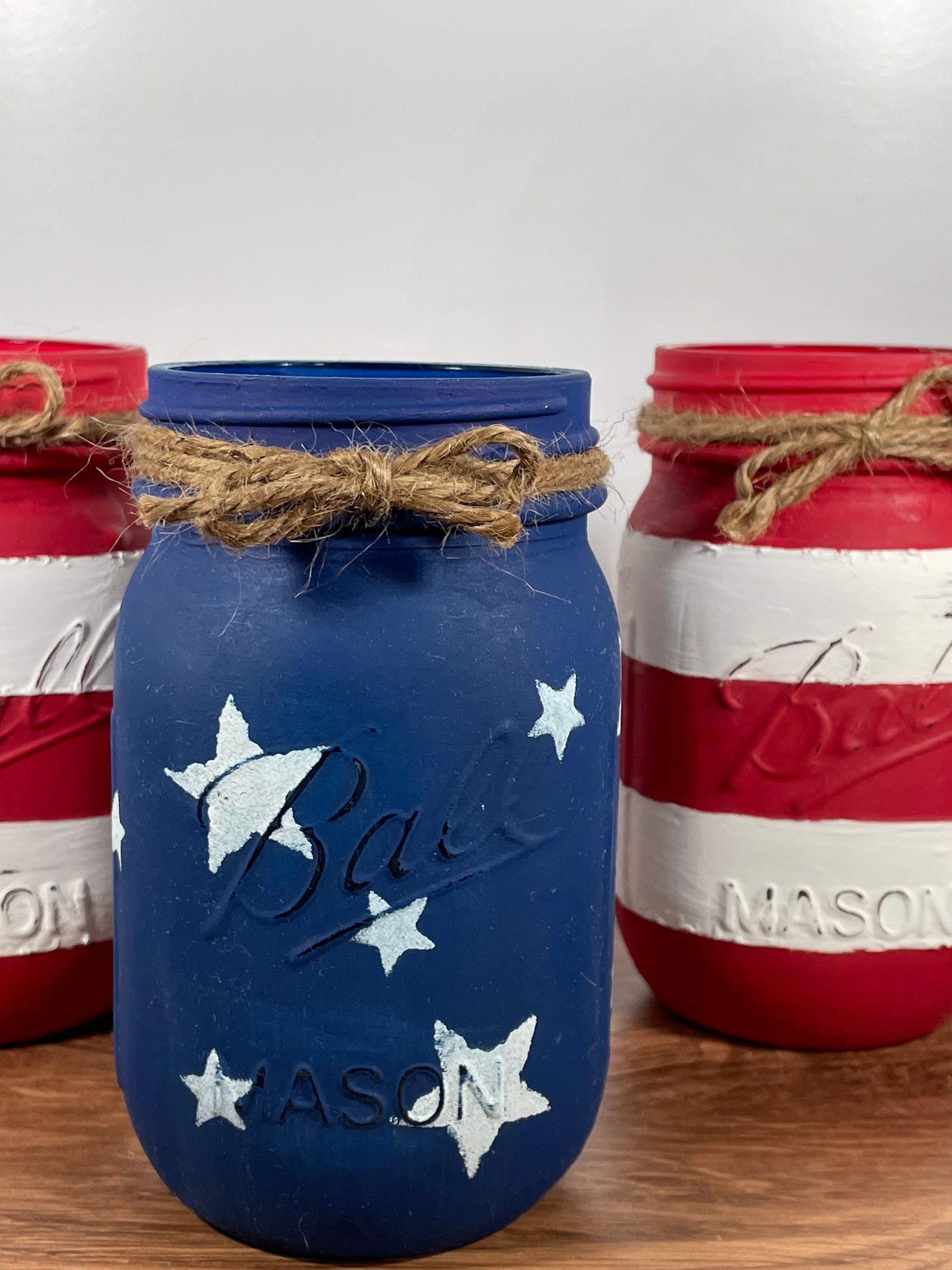 American Flag Mason Jars