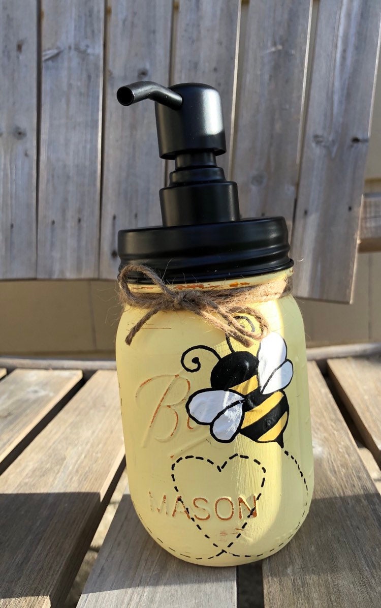 Bumble Bee Mason Jar Soap Dispenser