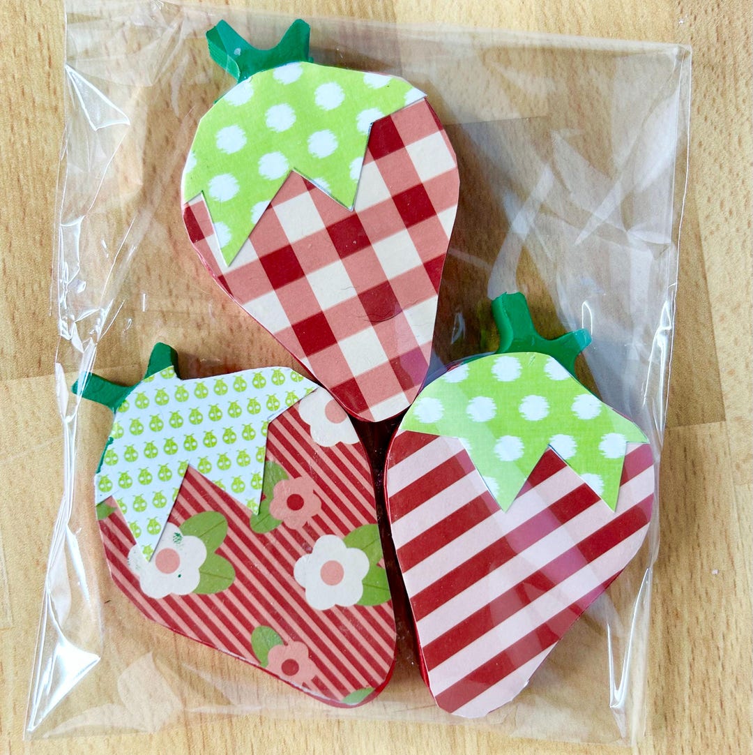 Strawberry Wood Blocks / Strawberry Decor / Strawberry Wood Cutouts ...