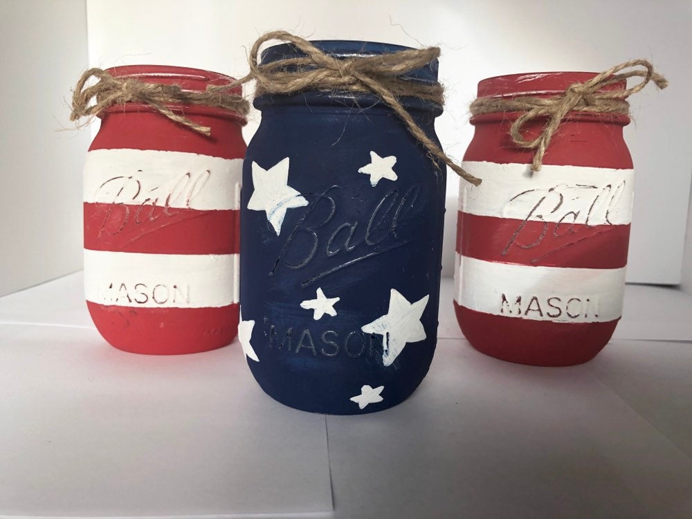 American Flag Mason Jars