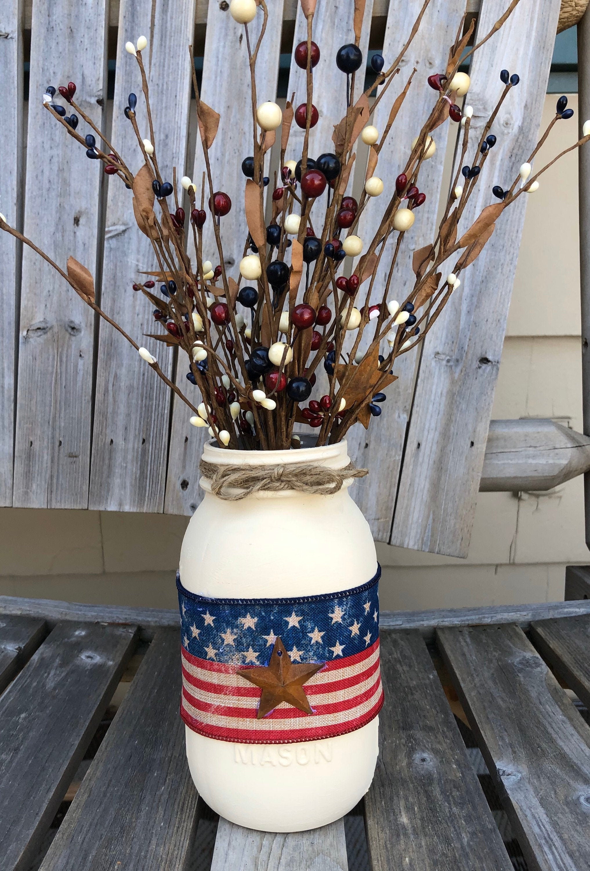 American Flag Mason Jar