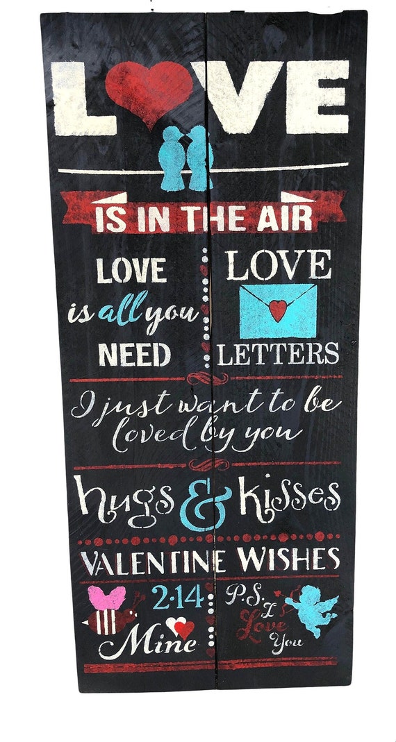 Valentine's Day Love Wall Sign / Rustic Valentine's | Etsy