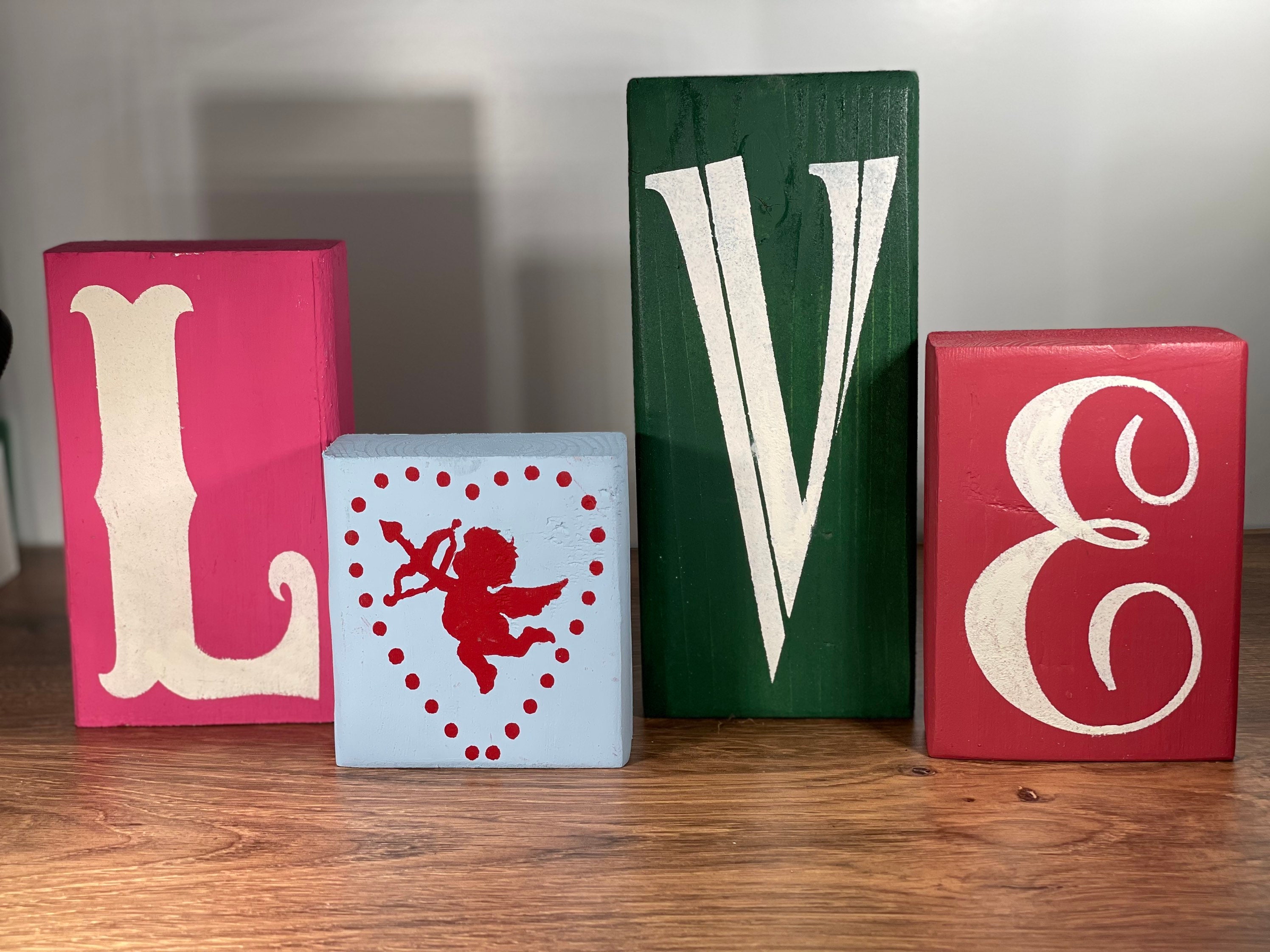 Love Wood Blocks / Valentines Day Blocks / Valentines Decor | Etsy