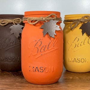 Fall Mason Jars / Fall Centerpiece / Fall Home Decor / Mason Jar ...