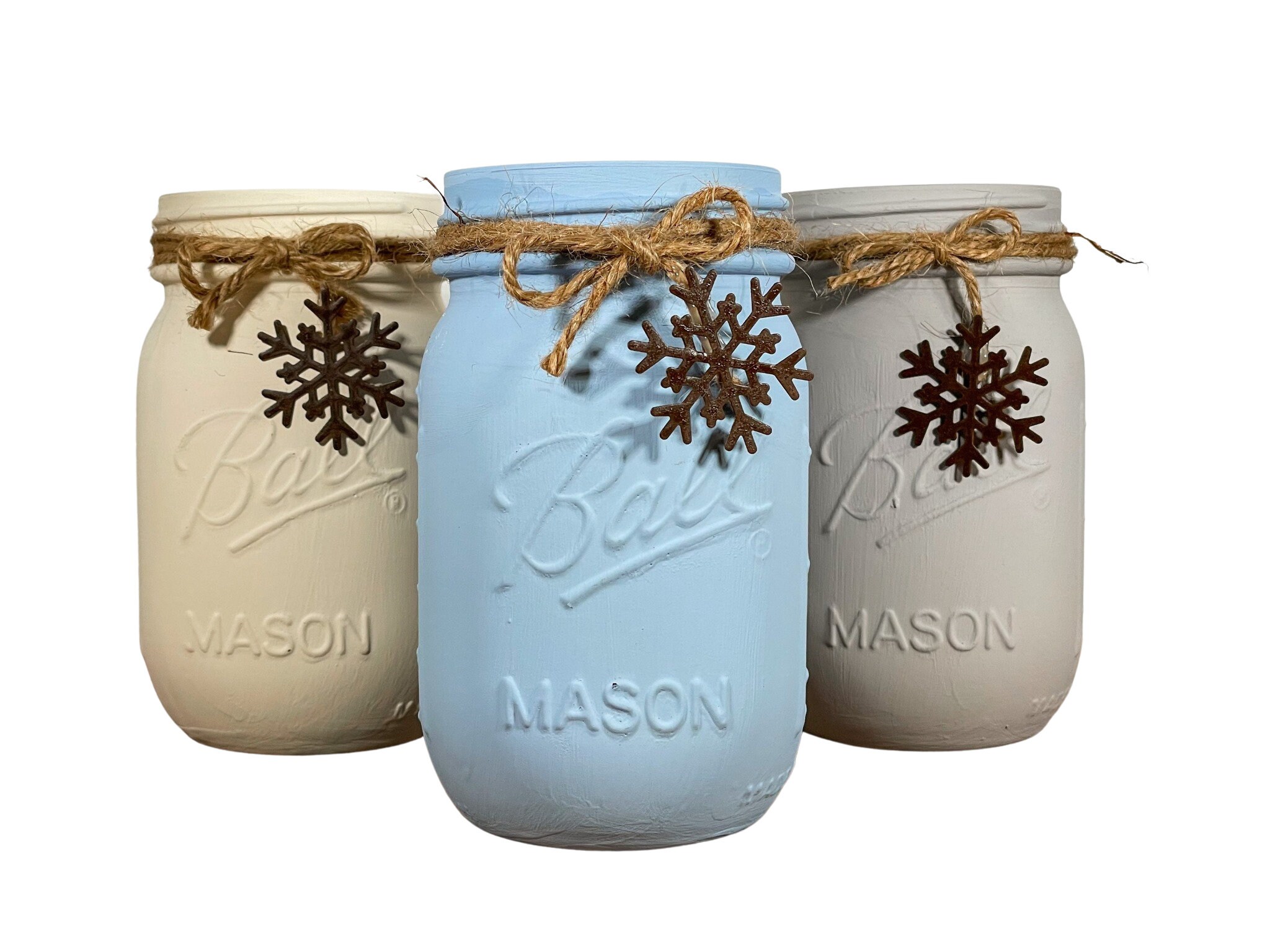Farmhouse Winter Mason Jars / Snowflake Mason Jars / Mason Jar - Etsy