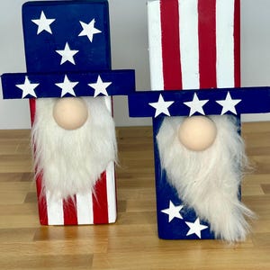 Americana Gnome Wood Blocks / Gnome Blocks / Gnome Home Decor - Etsy