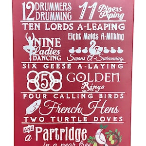 12 Days of Christmas Sign / Christmas Sign / Christmas Song Sign - Etsy
