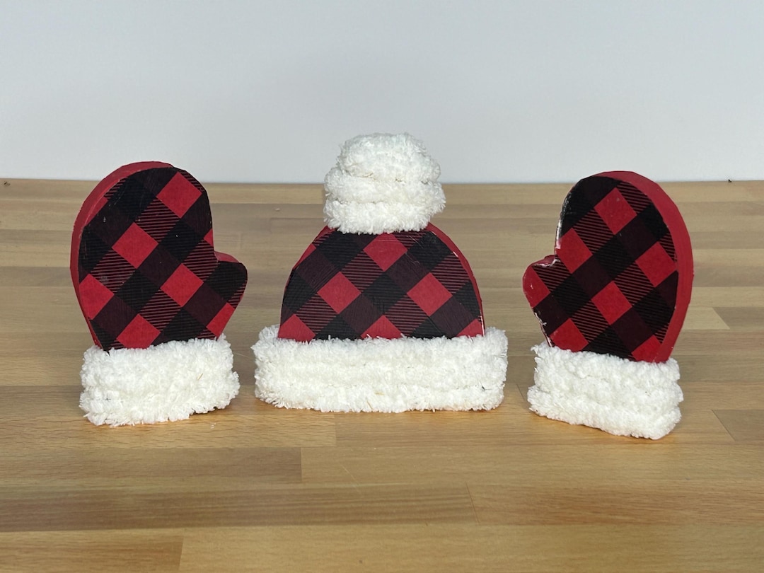 Winter Hat & Mitten Wood Block Sets / Winter Wood Blocks / Shelf Sitter ...