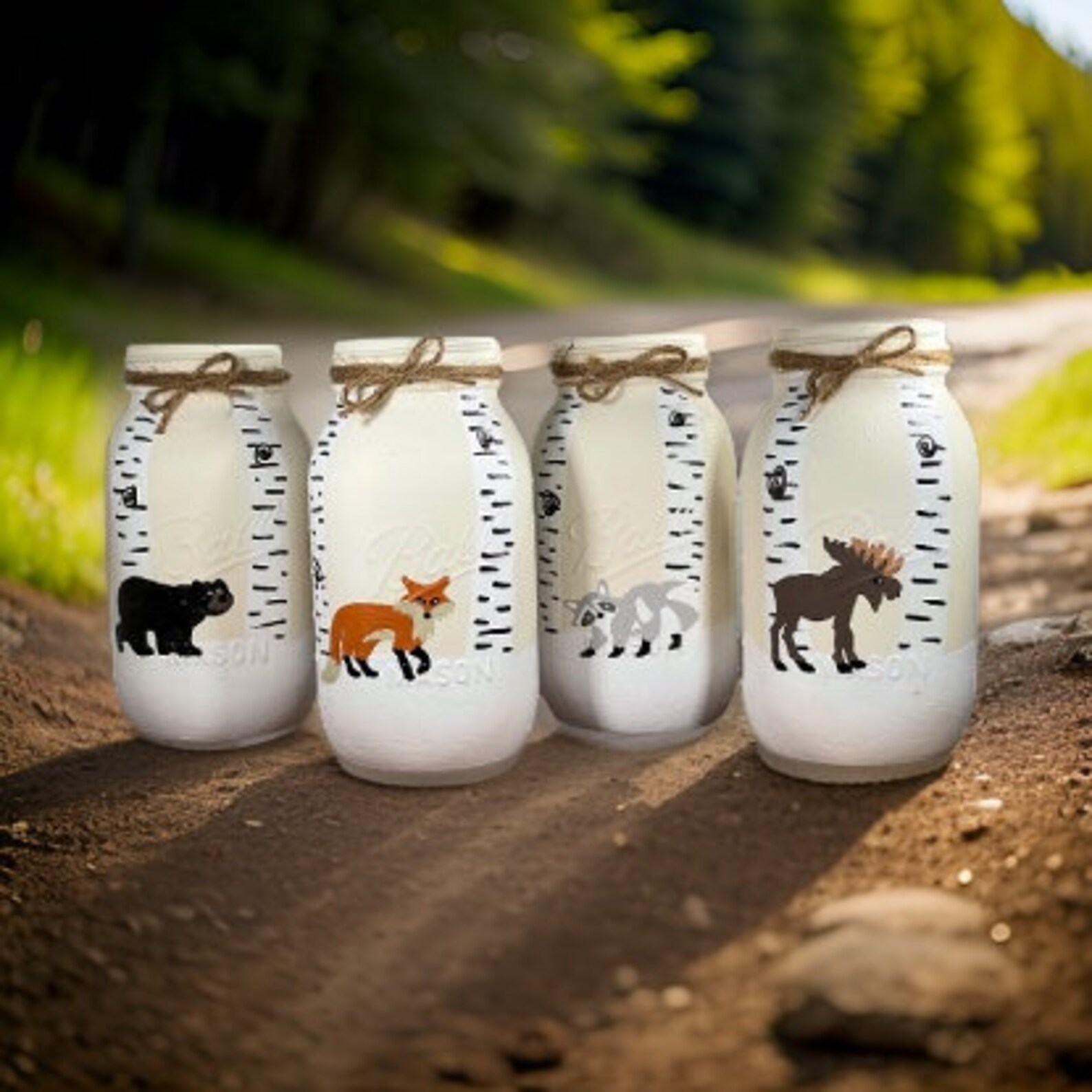 Woodland Animal Mason Jar Set – Hand-painted Baby Shower Decor - Etsy