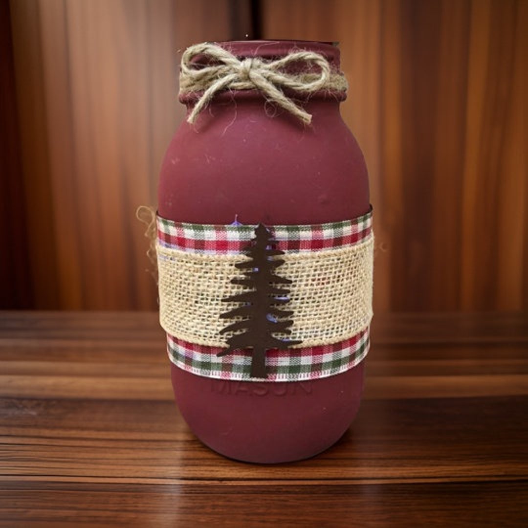 Primitive Christmas Tree Mason Jar / Christmas Mason Jar / Christmas ...