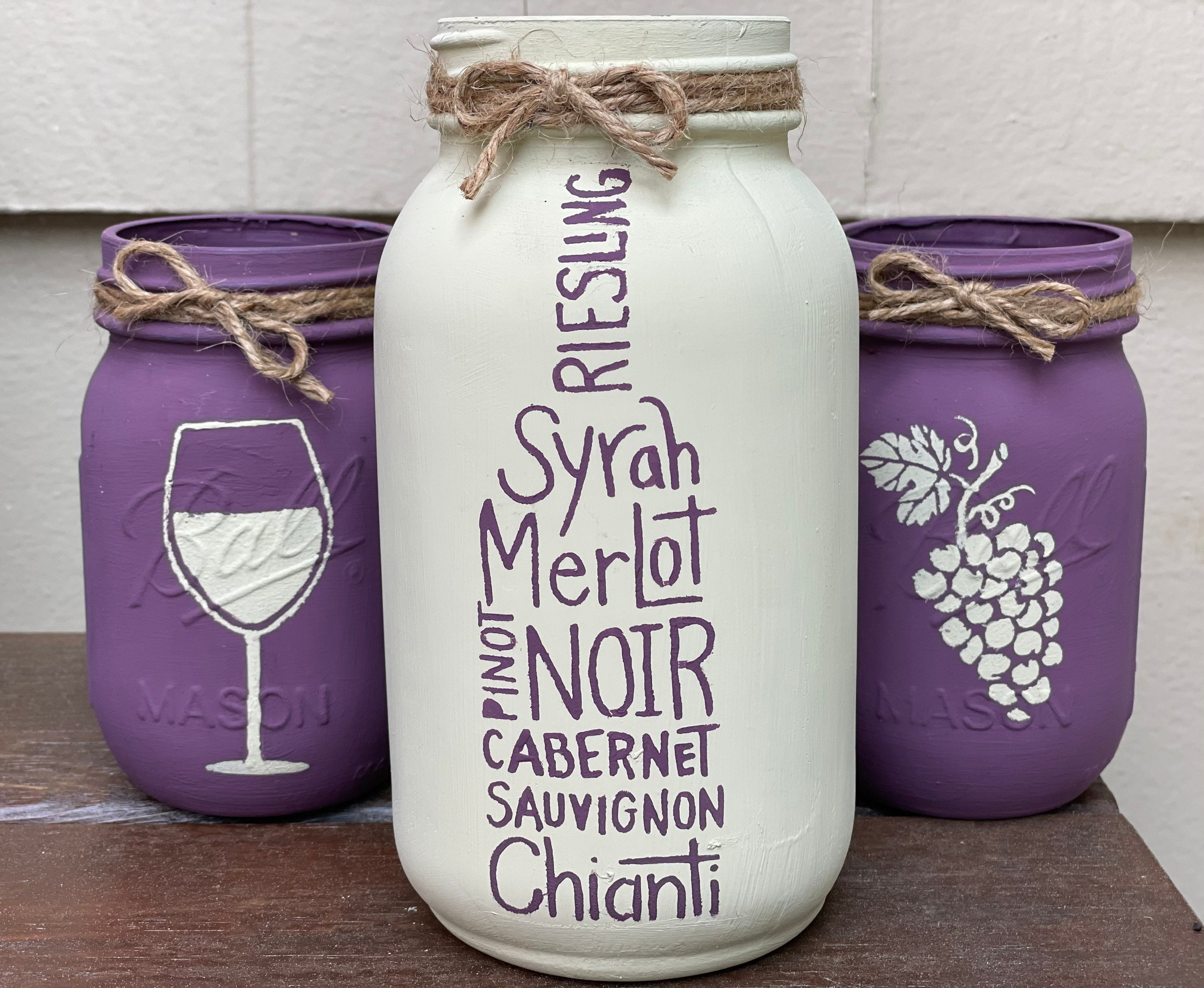 Wine Mason Jars / Wine Lovers Gift / Wine Gift Set / Wine Home | Etsy