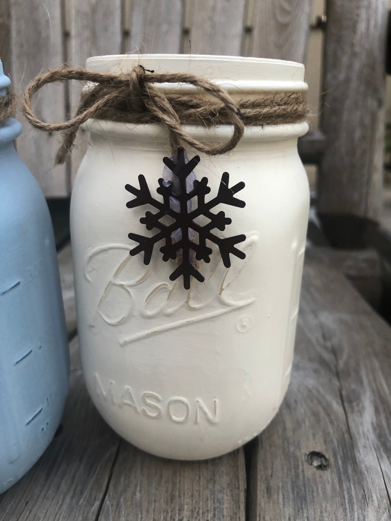 Farmhouse Winter Mason Jars / Snowflake Mason Jars / Mason Jar - Etsy
