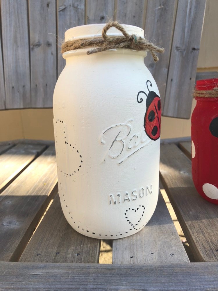 Ladybug Mason Jars