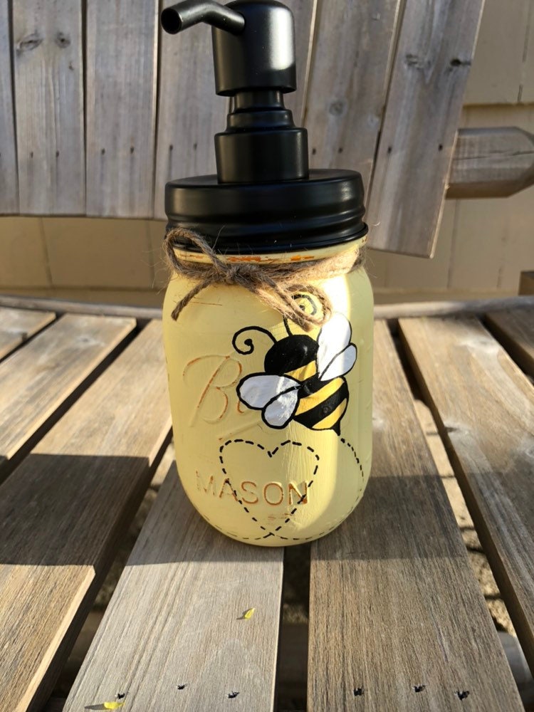 Bumble Bee Mason Jar Soap Dispenser