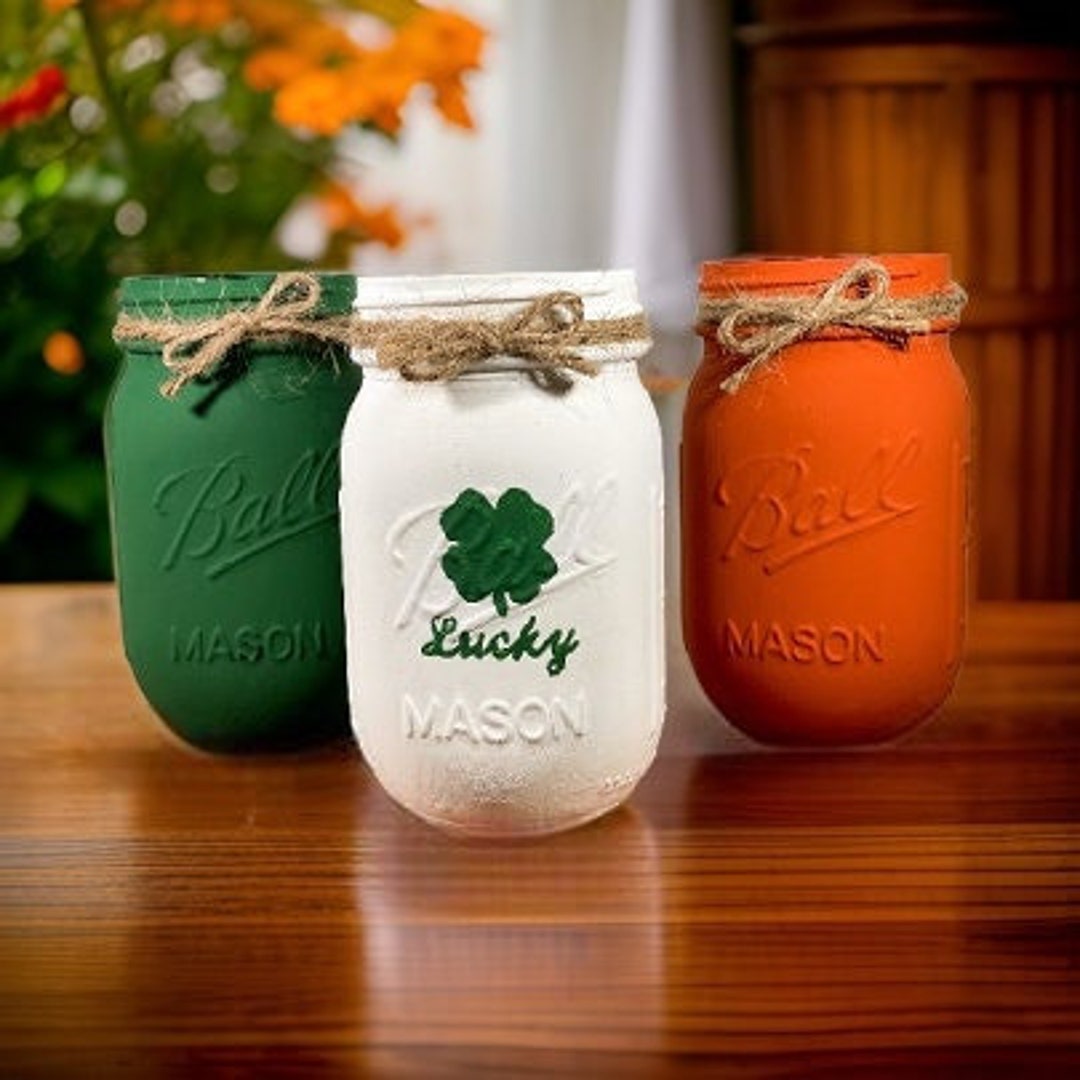 St. Patrick's Day Mason Jars / Irish Mason Jars / Mason Jar Centerpiece ...