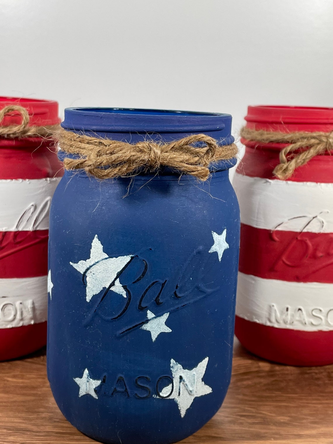 American Flag Mason Jars / Mason Jar Centerpiece / 4th of July - Etsy