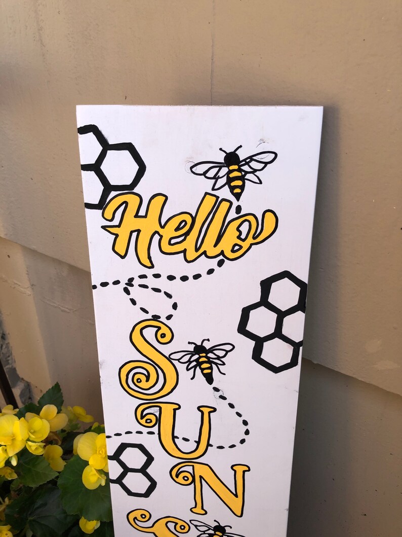 Hello Sunshine Honeybee Sign / Bee Wall Sign / Bee Decor / Bee - Etsy