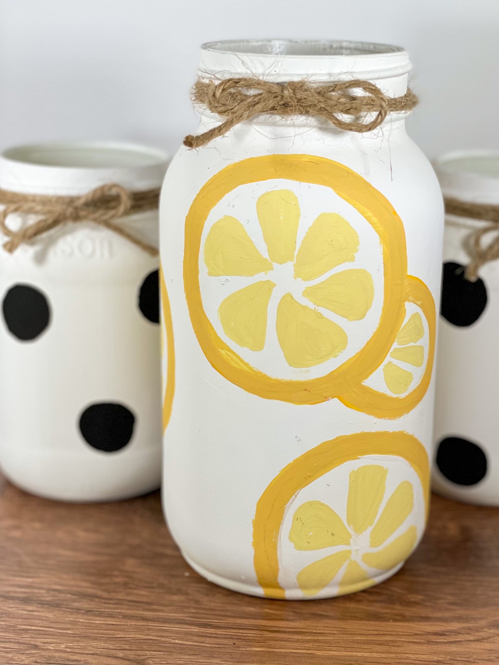 Lemon Mason Jars / Lemon Kitchen Decor / Mason Jar Centerpiece | Etsy