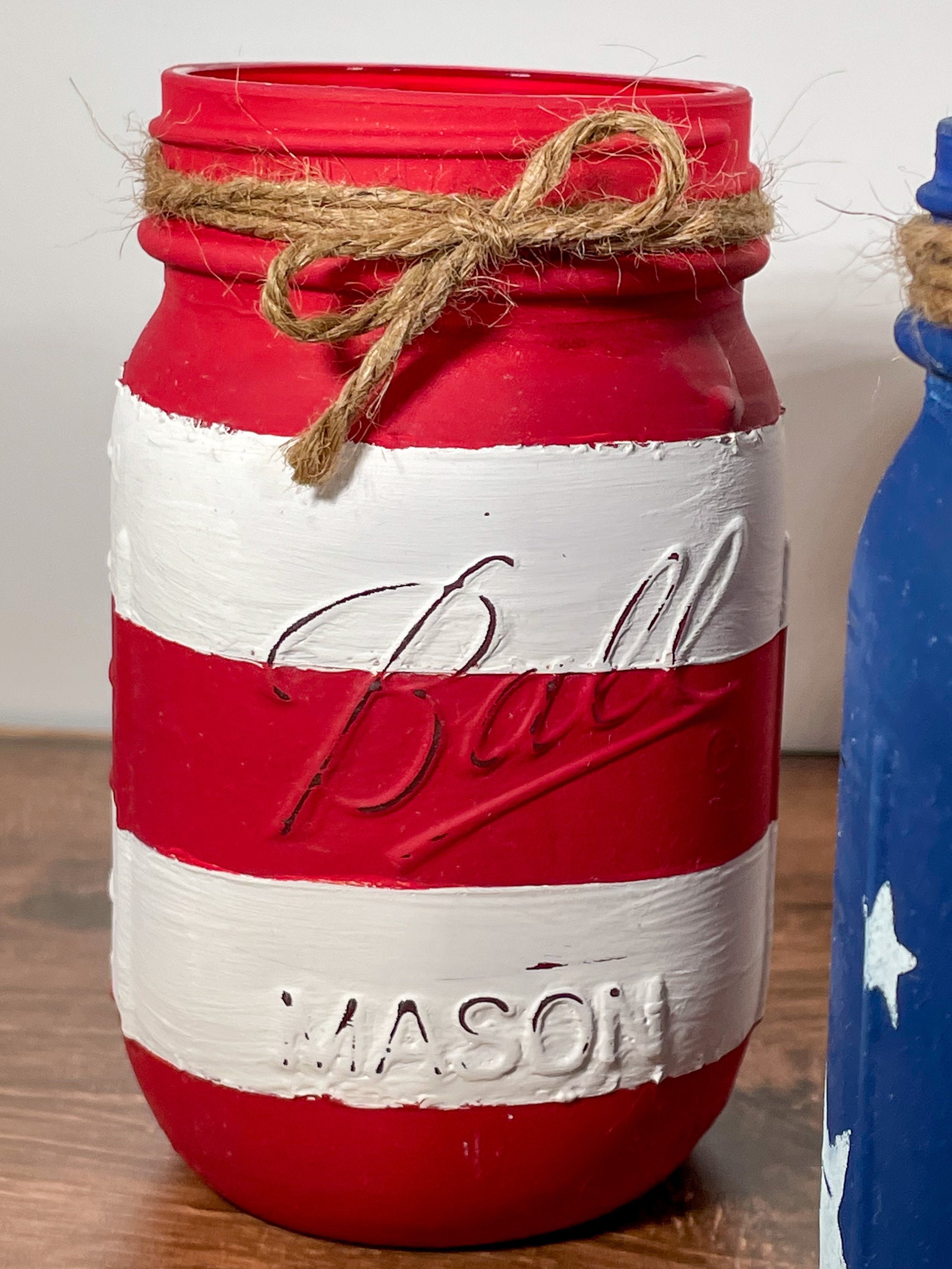 American Flag Mason Jars / Mason Jar Centerpiece / 4th of July - Etsy