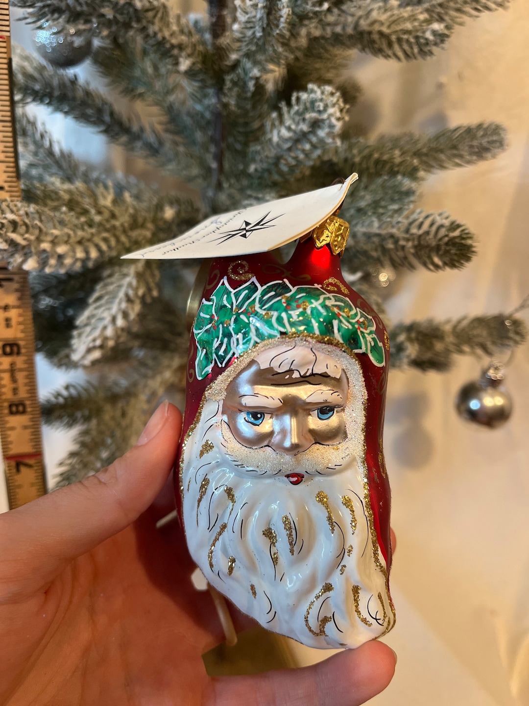 Vintage Radko Santa Head Ornaments - Gold Hat Santa Head AND Santa With ...
