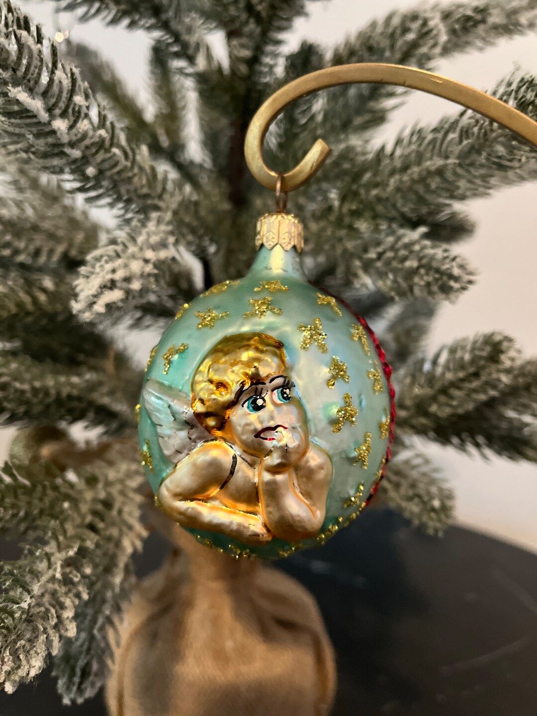 Vintage Radko Contemplating Angel Bulb Ornament - Etsy