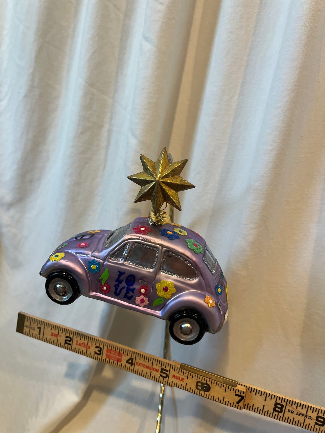 Vintage Radko 1999 Love Bug Ornament, Silver Love Flower Van Ornament ...