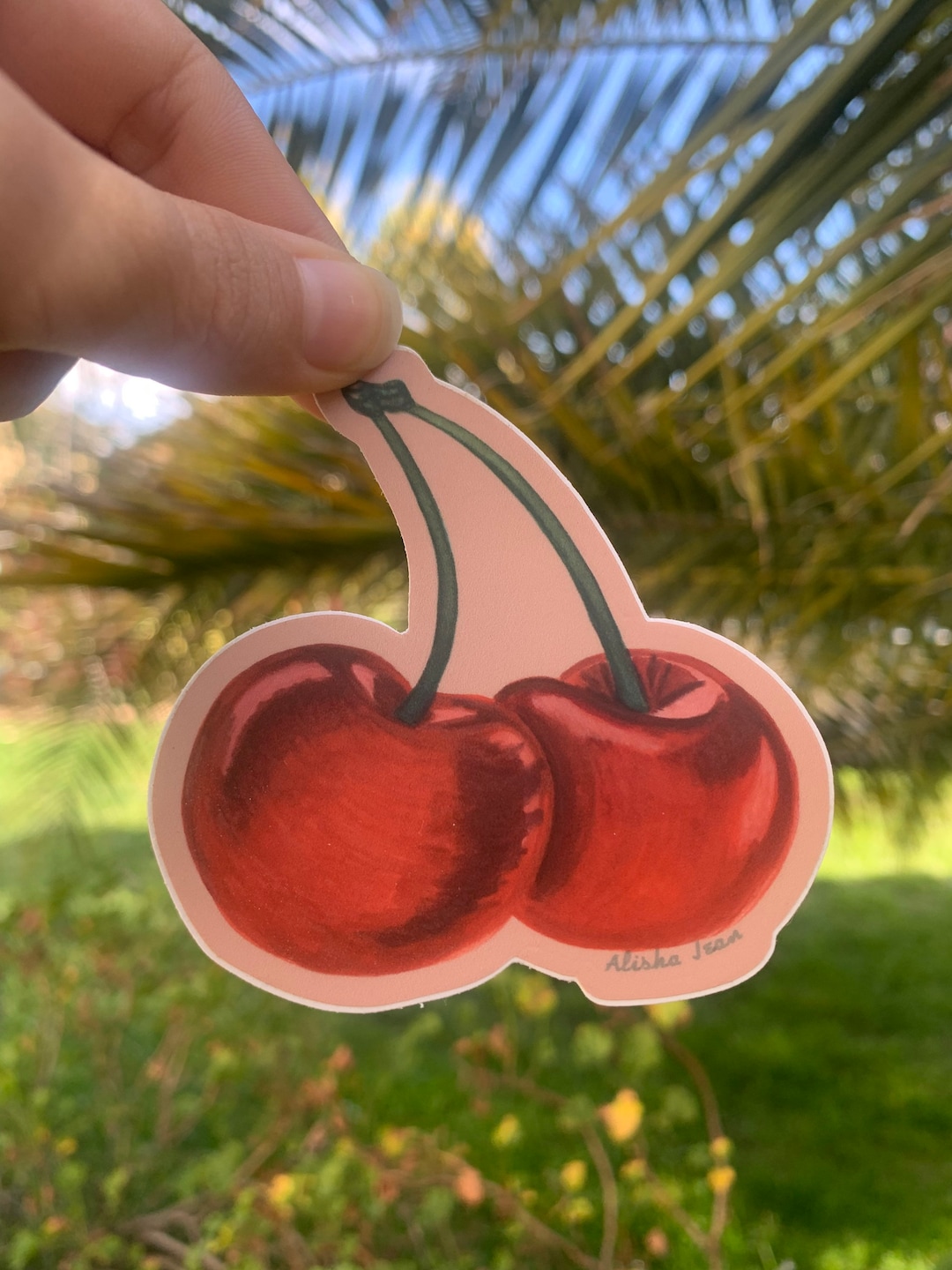 Watercolor Red Cherry Sticker / Cherry Art / Cherry Decal / Fruit Vinyl ...