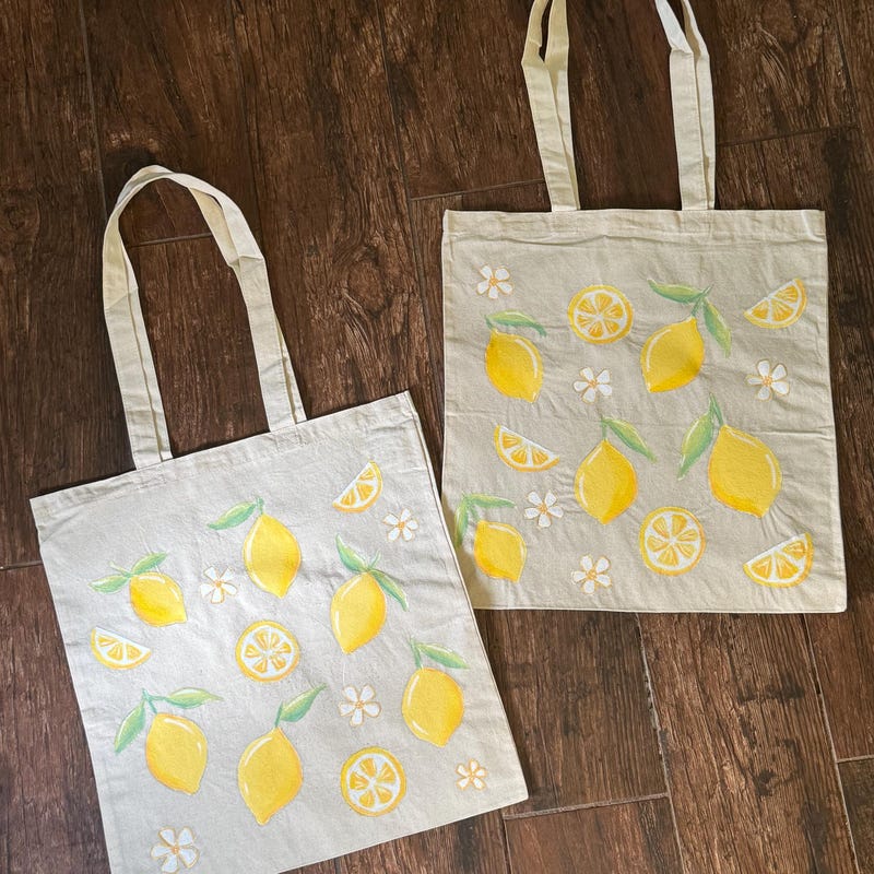 Hand Painted Fruit Totes - Etsy