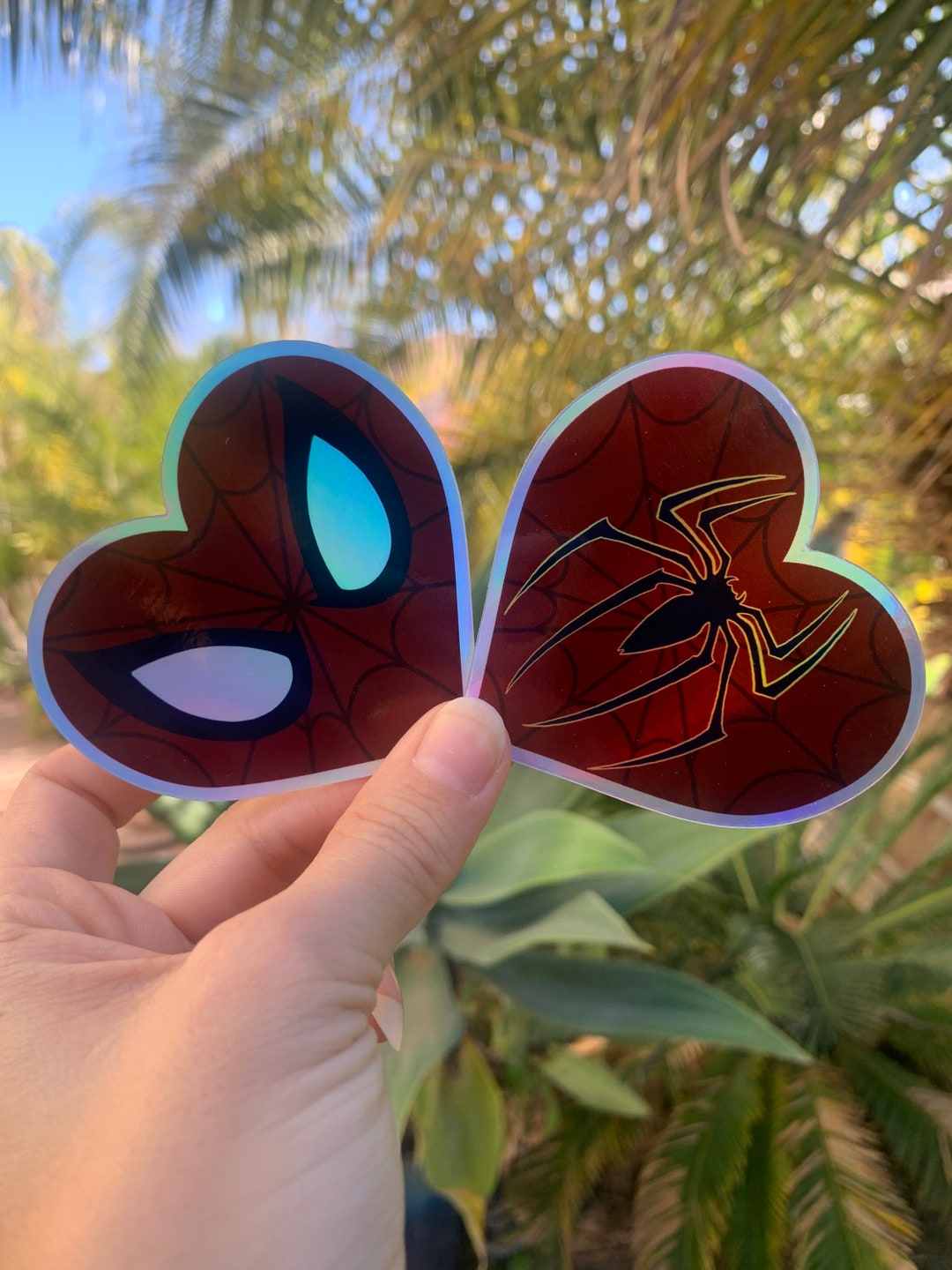 Holographic Glitter Spider Hero Heart Sticker / Super Hero Sticker - Etsy