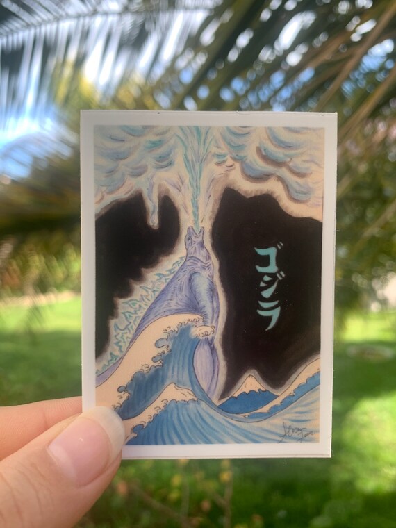 Godzilla X the Great Wave of Kanagawa Sticker - Etsy