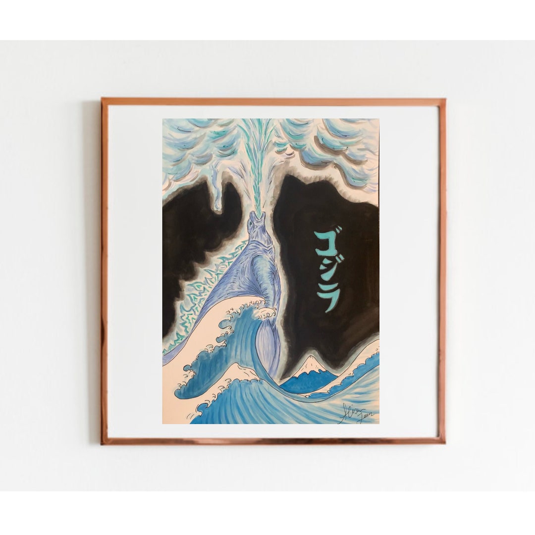 The Great Wave of Godzilla Digital Print, Godzilla Art, Movie Poster ...