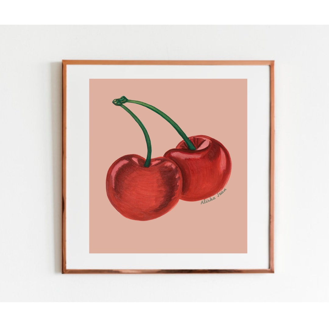 Minimalist Watercolor Cherry Art Print (digital Download) - Etsy