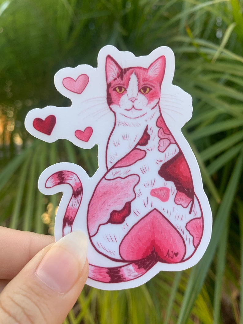 Pink Calico Cat Sticker / Clear Sticker / Cat Lady Sticker - Etsy