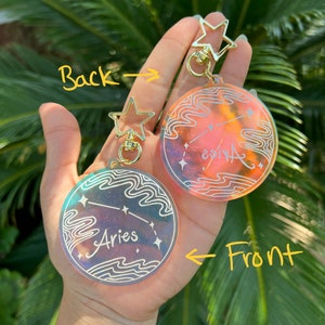 Holographic Zodiac Keychain / Constellation Keychain / Astrology ...