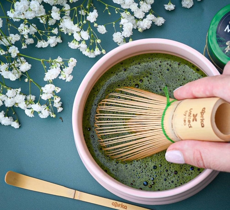 Matcha Starter Kit: Pink Ceramic Bowl & Bamboo Whisk Set - Etsy