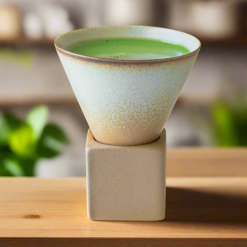 Ceramic Funnel Coffee Mug With Base, Retro Pottery Tea Cup, Custom ...