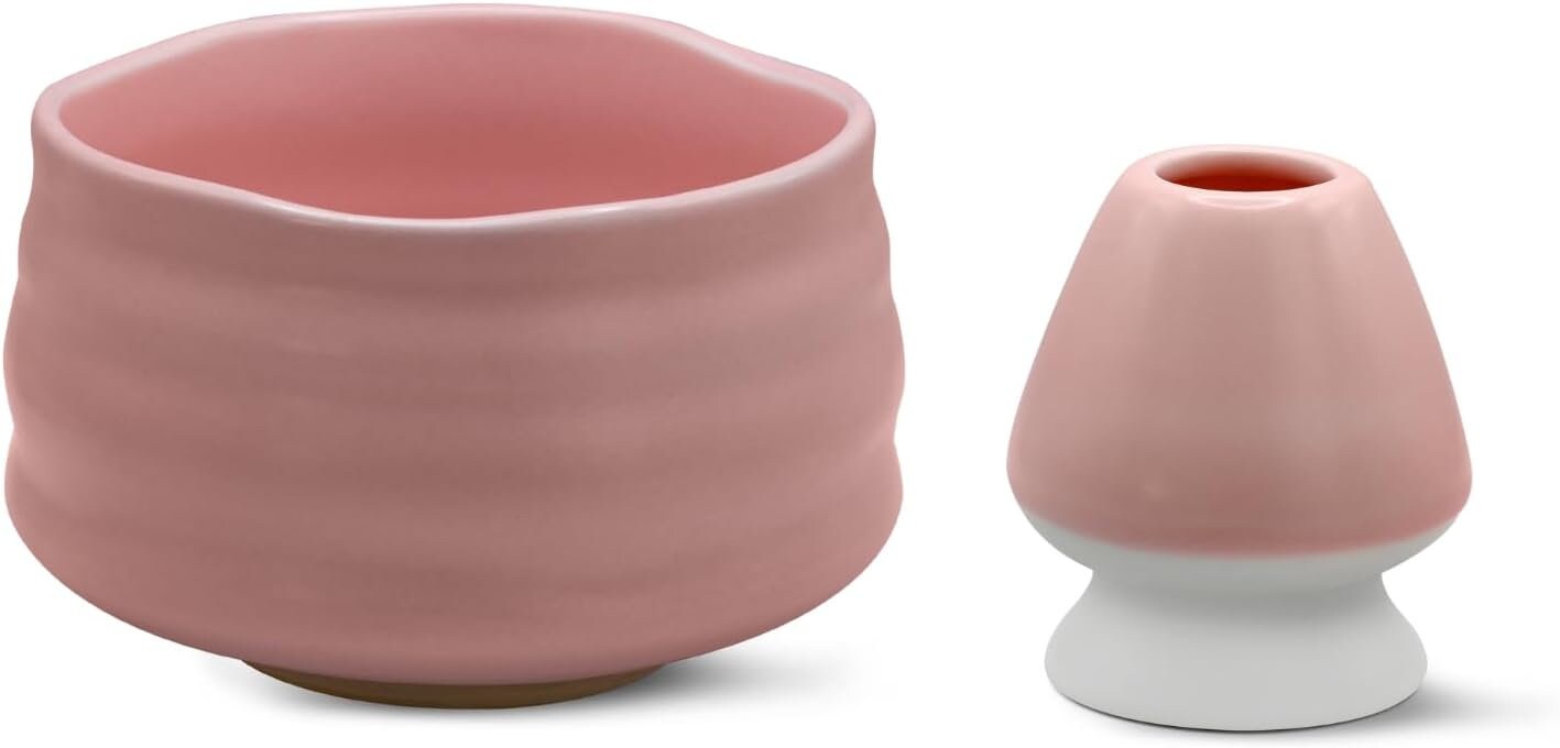 Matcha Starter Kit: Pink Ceramic Bowl & Bamboo Whisk Set - Etsy