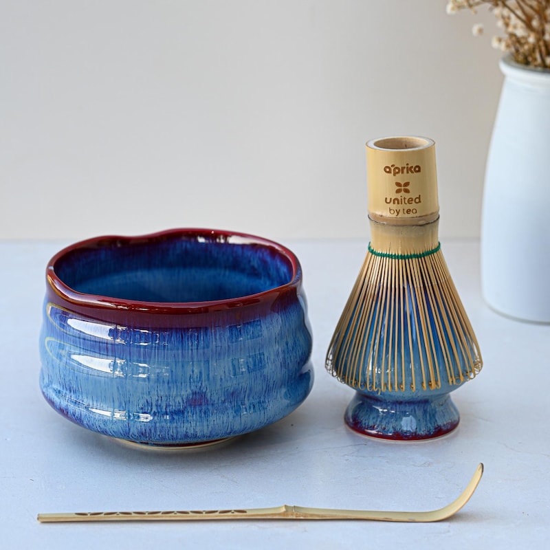 Matcha Bowl Blue and Red - Etsy
