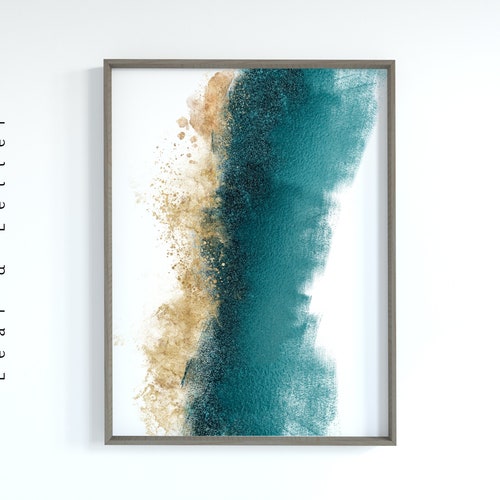 Teal Gold Downloadable Print Teal Abstract Printable Art - Etsy