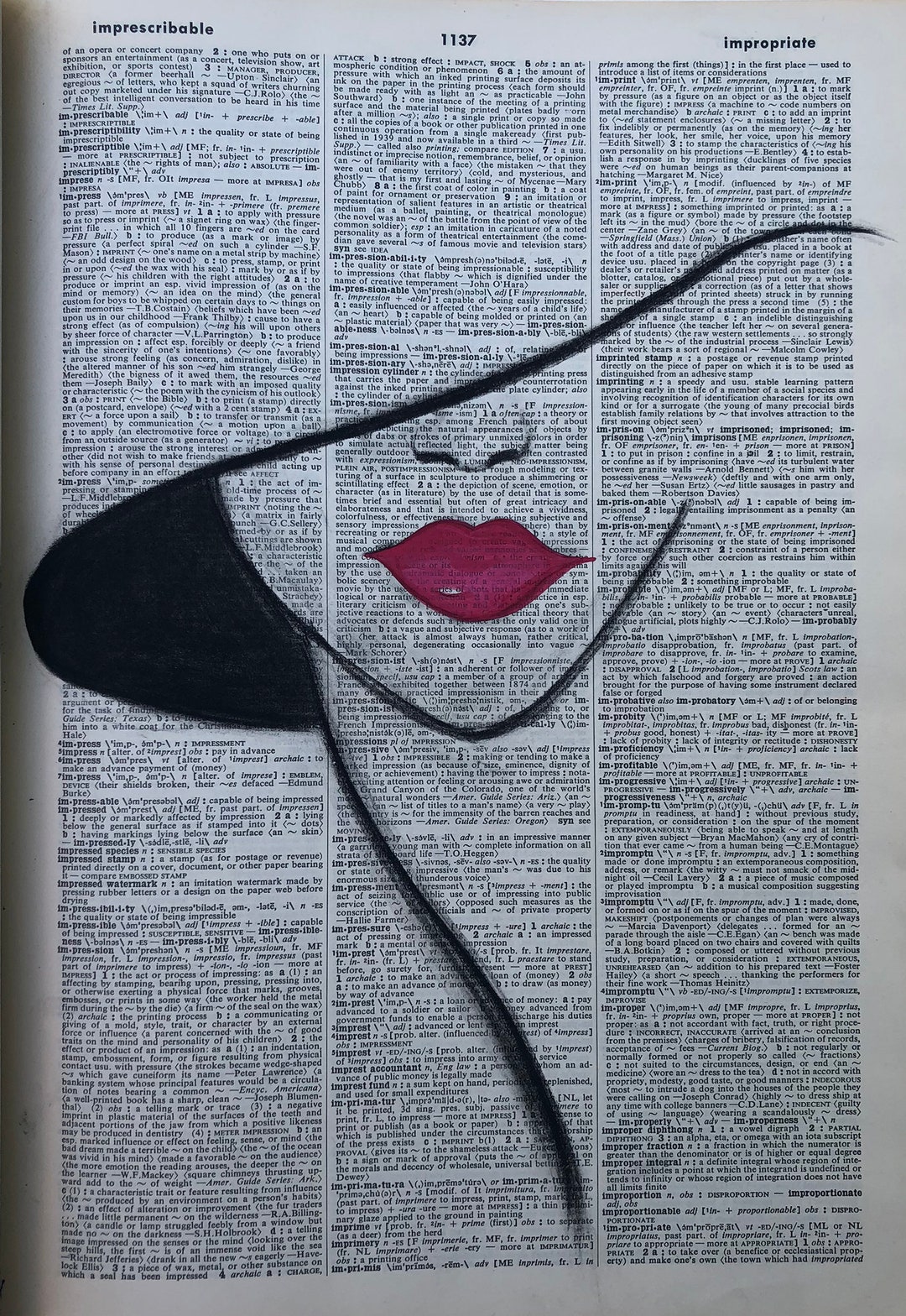 Impropriate Mixed Media Charcoal Drawing & Watercolor on - Etsy