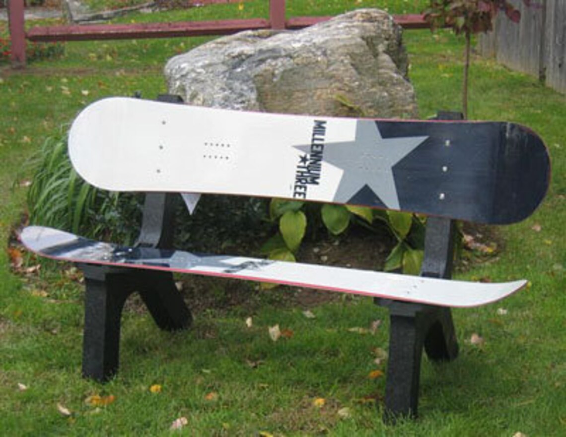 Recycled Snowboard Bench: Customizable Outdoor Seating - Etsy