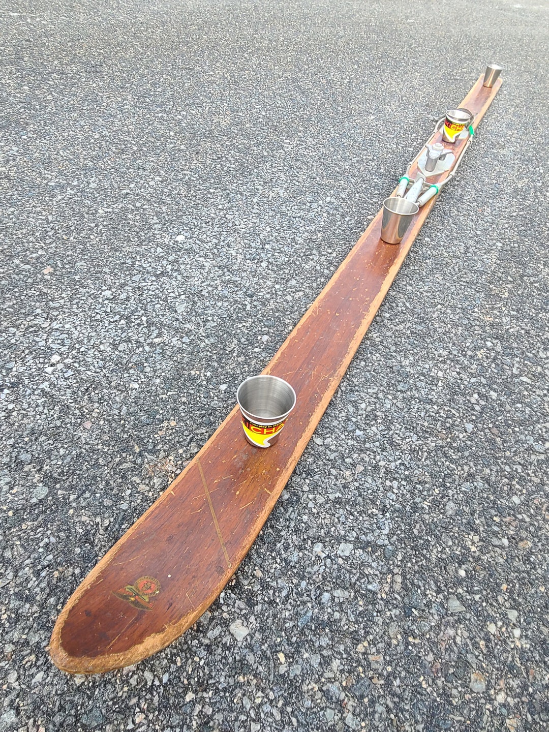 Shot Ski Antique Old School Wooden Shot Ski, 4 Shot Made From Real Snow ...