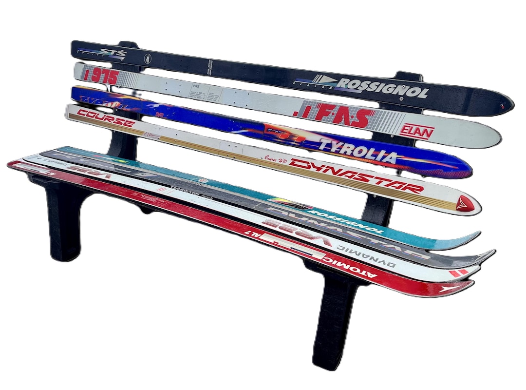 Snow Ski Bench Made From Real Old School Straight Skis - Etsy