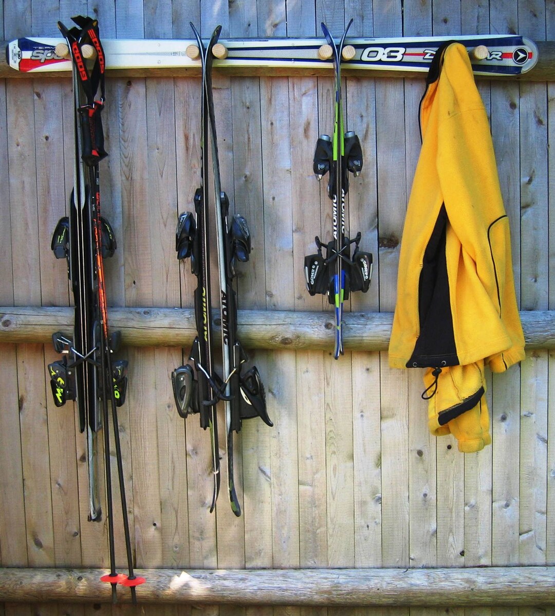 Ski Rack Recycled Snow Ski Rack That Holds Skis, Poles and Coats - Etsy