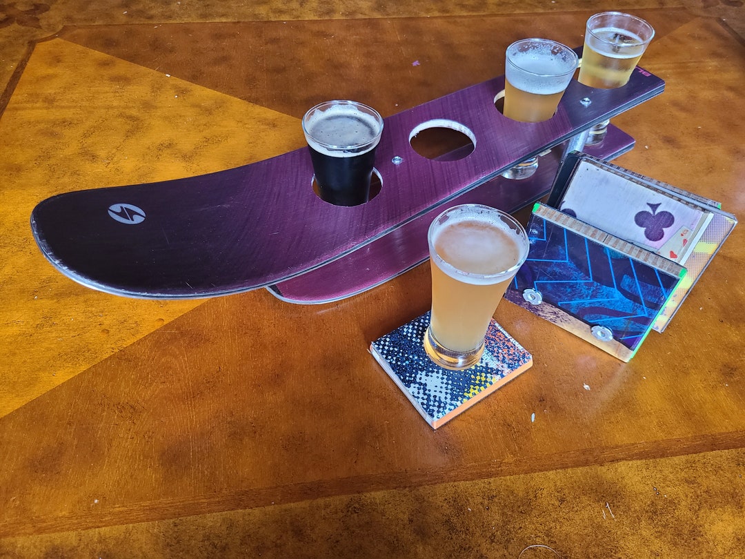 Beer Flight or Brewski Recycled Snow Ski Double Beer Flight With Four ...
